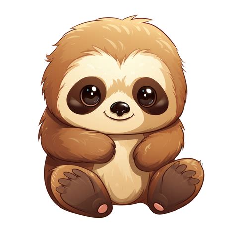 Ai Generated Cute Chibi Sloth Cartoon Sloth Character 36627819 Png