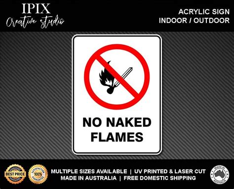 No Naked Flames Prohibition Acrylic Sign Health And Safety