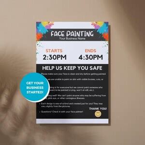 Face Painting Business Flyer Bundle Canva Template Digital Download