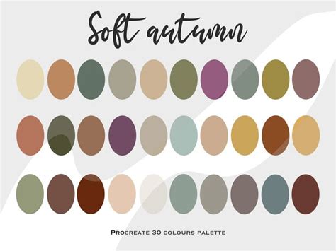 Soft Autumn Color Palette Procreate Warm Autumn Color Swatches Soft Fall Color Palette