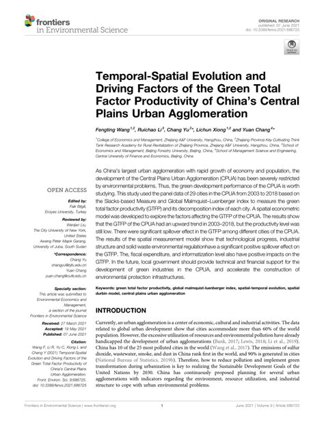 Pdf Temporal Spatial Evolution And Driving Factors Of The Green Total