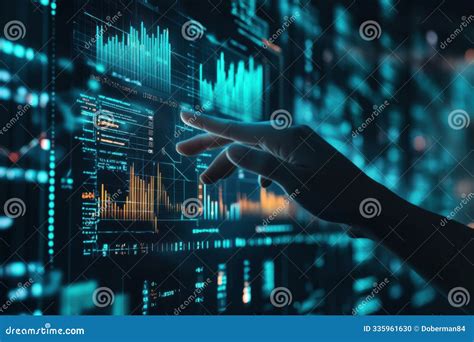 Hand Reaching Towards A Futuristic Holographic Interface With World Map