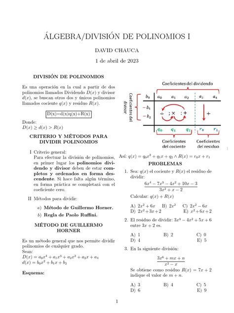 División De Polinomio I Pdf División Matemáticas Algoritmos