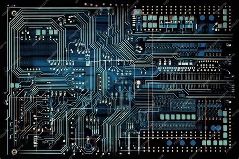 Premium Photo Colorful Printed Circuit Board Computer Motherboard Components Microchips Cpu