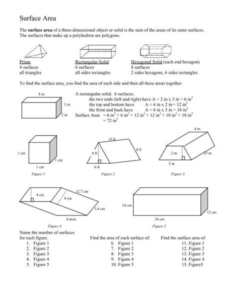 Calculating Surface Area Worksheet Education Com Worksheets Library