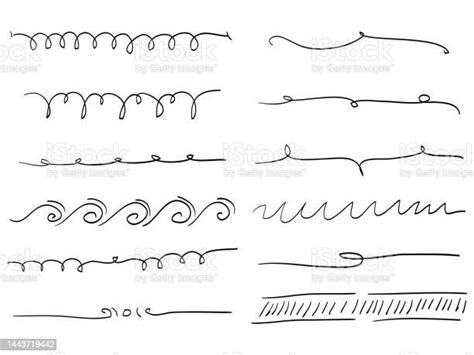 손으로 그린 텍스트 구분선 낙서 장식 페이지 장식품 테두리 선 및 월계관은 흰색 배경에 격리된 디자인 요소를 설정합니다 개념에 대한 스톡 벡터 아트 및 기타 이미지 Istock