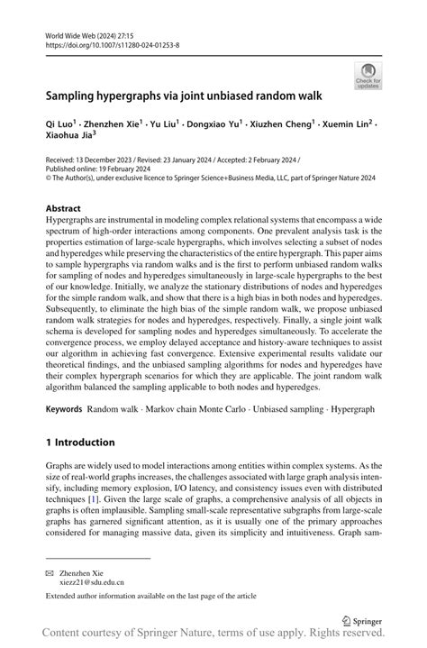 Sampling Hypergraphs Via Joint Unbiased Random Walk Request PDF
