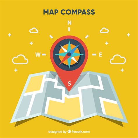 Premium Vector Flat Map Compass Background Premium Vector Flat Map Compass Background