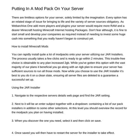 installing a mod pack on your serverfdebe pdf pdf docdroid