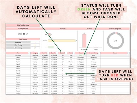 Excel To Do List Template Task Planner Spreadsheet Checklist Template Editable To Do List Task
