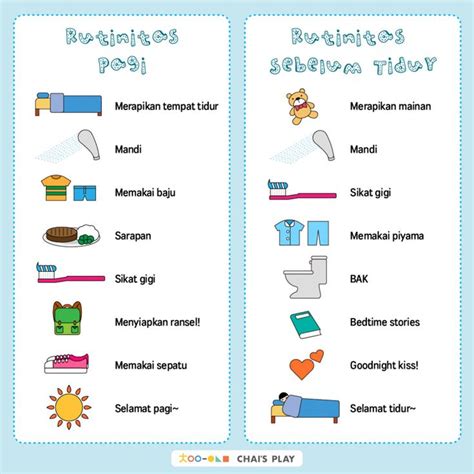 Daftar Rutinitas Pagi Dan Malam 육아 카드