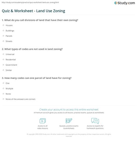 Quiz And Worksheet Land Use Zoning