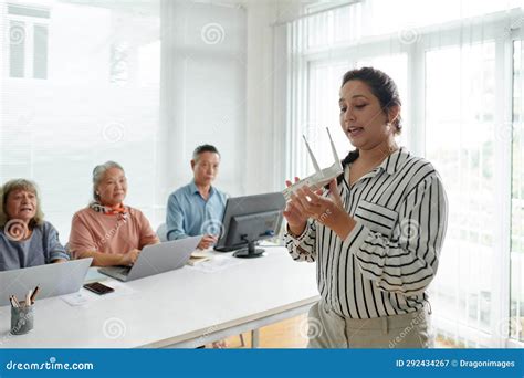 Explaining How Wi Fi Router Works Stock Image Image Of Computer
