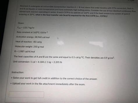 Solved Reactant A Undergoes An Irreversible Isomerization