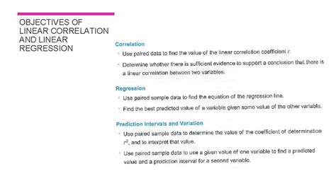 Linear Correlation And Regression Objectives Of Linear Correlation