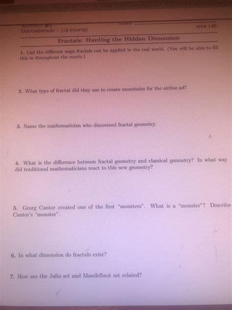 Solved Fractals Hunting The Hidden Dimension 1 List The