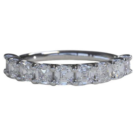 Emerald Cut Diamond And Platinum 5 Stone Anniversary Wedding Band Ring