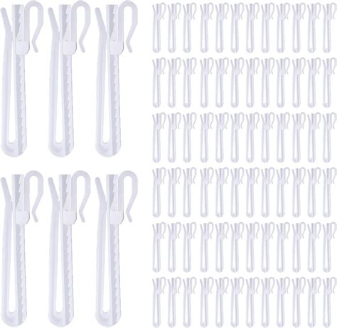 80 Pcs Plastic Curtain Hooks Adjustable Pinch Pleat Hooks