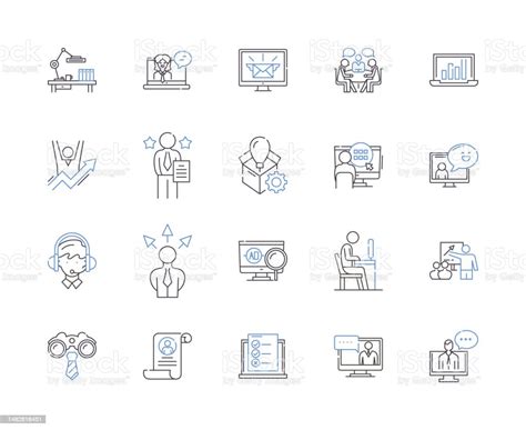 작업 팀 개요 아이콘 모음입니다 협업 단위 협력 생산 효율적 효과적 통합 벡터 및 일러스트레이션 개념 세트 그룹 회원 전문 선형 표지판 감사에 대한 스톡 벡터 아트 및 기타