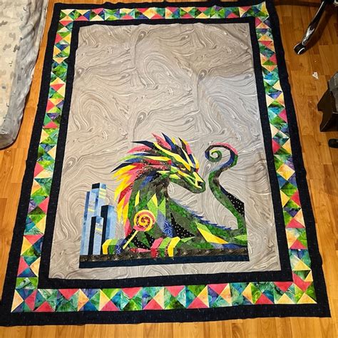 Sweet Tooth Dragon Quilt Pattern Dragon Fabric Collage Applique Etsy