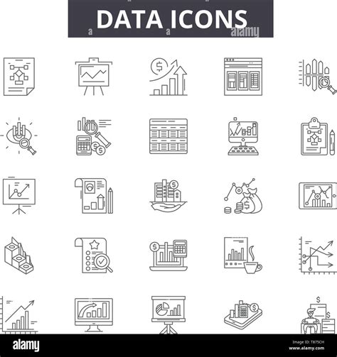 Data Concept Line Icons Signs Vector Set Outline Concept Linear Illustration Stock Vector
