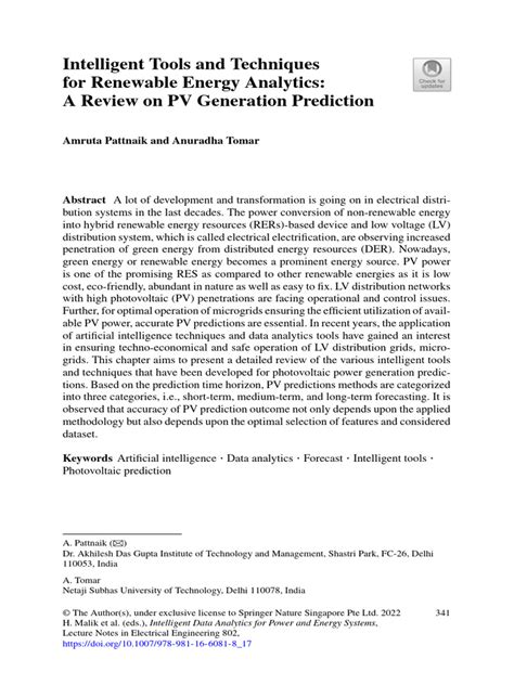 A Review On Pv Generation Prediction Pdf Artificial Neural Network Forecasting