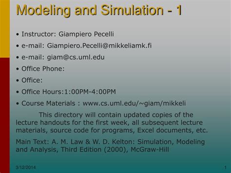 Ppt Modeling And Simulation 1 Powerpoint Presentation Free