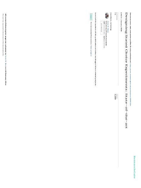 Designing Stated Choice Experiments State Of The A Pdf