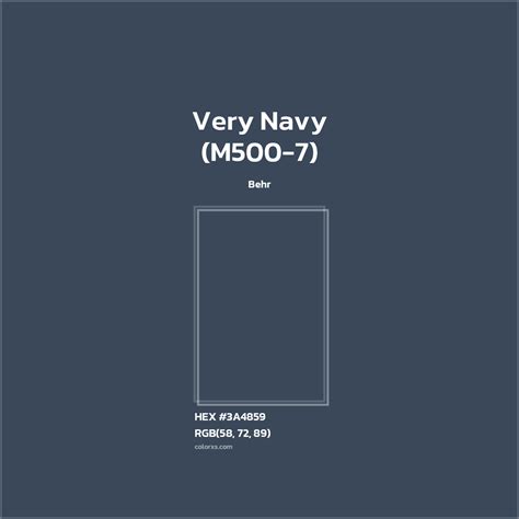 Behr Very Navy M500 7 Paint Color Codes Matching Paints And Colors