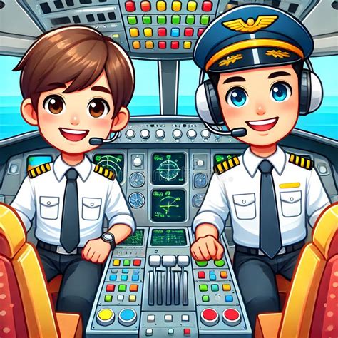 Pilots Maneuvering Aircraft From Cockpit With Dashboard And Ocean View Stock Illustration