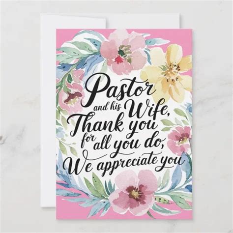 ️ Pastor Pastors Wife Appreciation Anniversary Thank You Card Zazzle