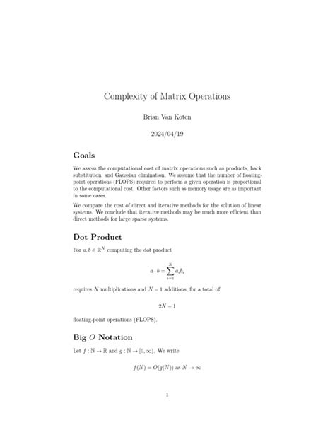 17 Complexity Matrix Operations Download Free Pdf Matrix