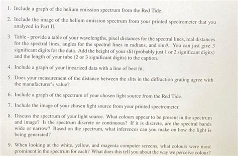 Solved 1 Include A Graph Of The Helium Emission Spectrum