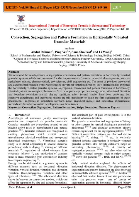 Pdf Convection Segregation And Pattern Formation In Horizontally