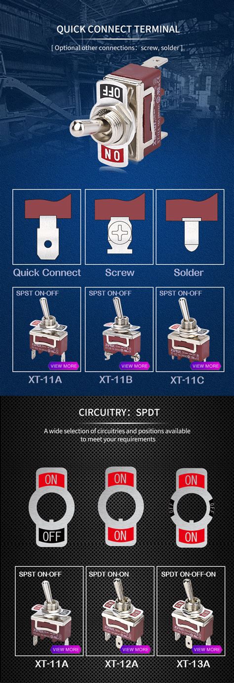 Quick Connect Terminal Toggle Switch UL Approved SPST