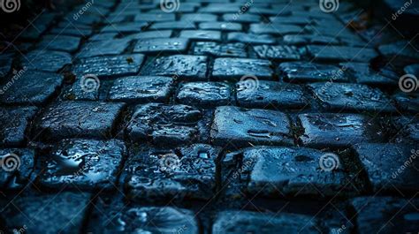 Wet Cobblestone Path Glistening Under The Evening Light After A Rain In
