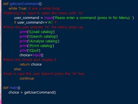 solved python question on linking a menu to the rest of