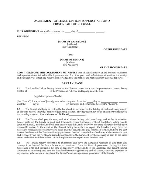 Alberta Lease Agreement Template