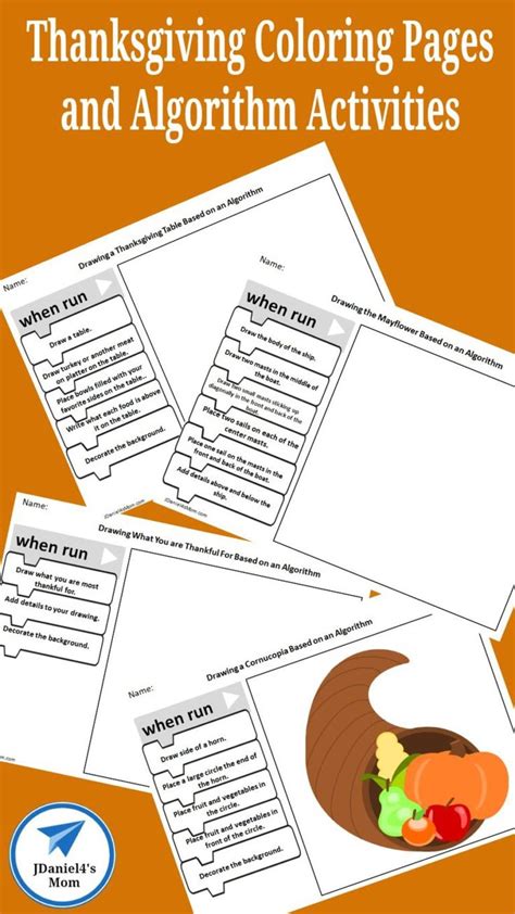 Thanksgiving Coloring Pages And Algorithm Activity Jdaniel4s Mom