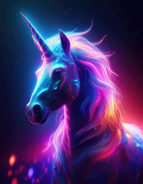 Neon Unicorn Portrait Background Wallpaper Image For Free Download