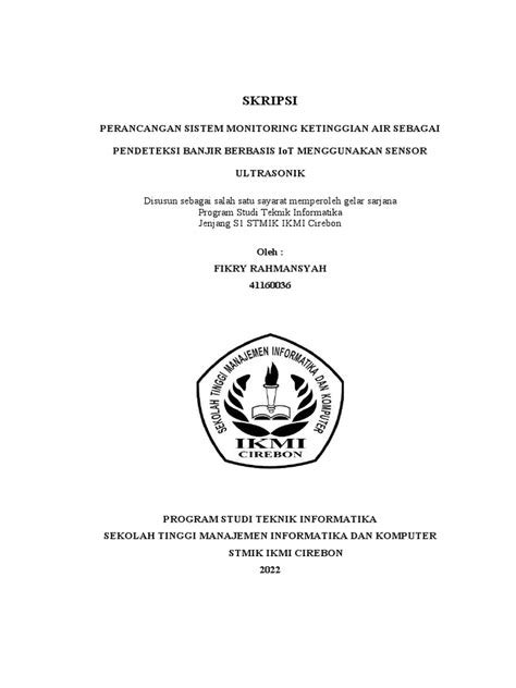 skripsi perancangan sistem monitoring ketinggian air sebagai pendeteksi