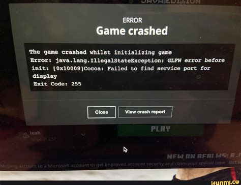 Error Game Crashed The Game Crashed Whilst Initializing Game Display Error Java Lang
