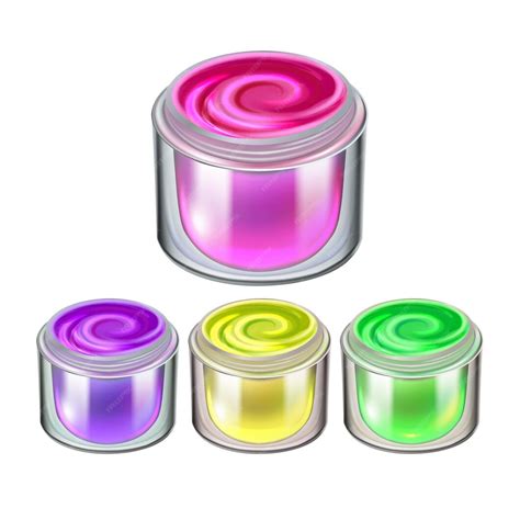 헤어 페인트 여러 가지 빛깔의 화장품 패키지는 머리 장식 미용실 미용실에서 그림과 미용을 위한 벡터 헤어 페인트 병을 설정합니다 미용 헤어스타일링 절차 템플릿 현실적인