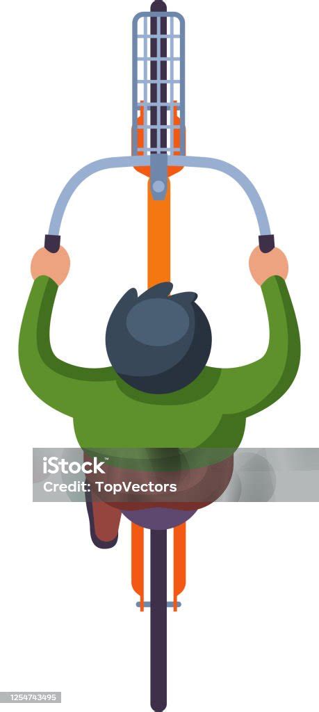 남성 자전거 승마 자전거 평면 벡터 일러스트 위에서 보기 남자에 대한 스톡 벡터 아트 및 기타 이미지 남자 벡터 사람들