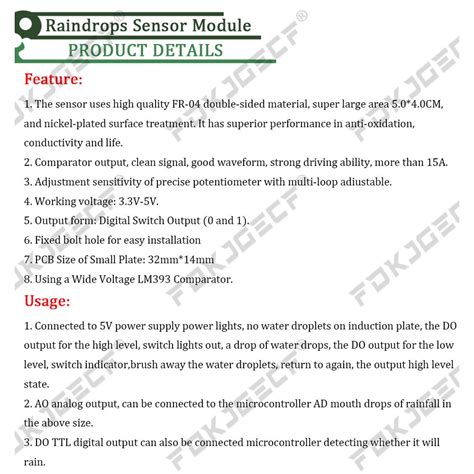 Dc 3 3v 5v Snow Raindrops Detection Sensor Module Dual Double Sided Rain Weather Module Humidity