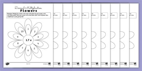 Sixth Grade Decimal Multiplication Flowers Profesor Hizo