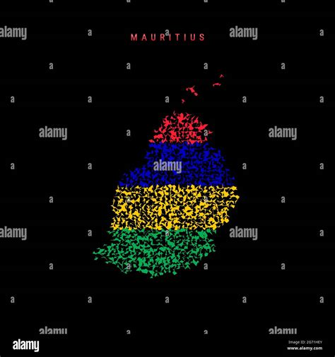 Mauritius Flag Map Chaotic Particles Pattern In The Colors Of The