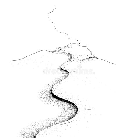 Visual Showing Simple Black Line Drawing Of A Curved Path Stock Vector Illustration Of Design