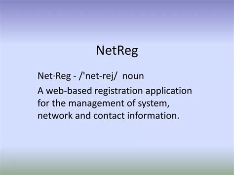Ppt Netreg Powerpoint Presentation Free Download Id1567512