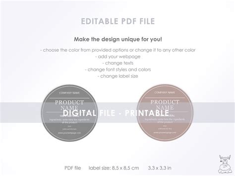 Editable Label Design Editable PDF File Digital File Instant Download Product Label
